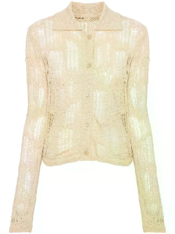 SYSTEM Distressed Open-knit Cardigan
