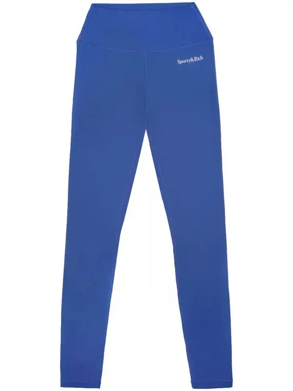 SPORTY & RICH Logo-print High-waisted Leggings - Blue