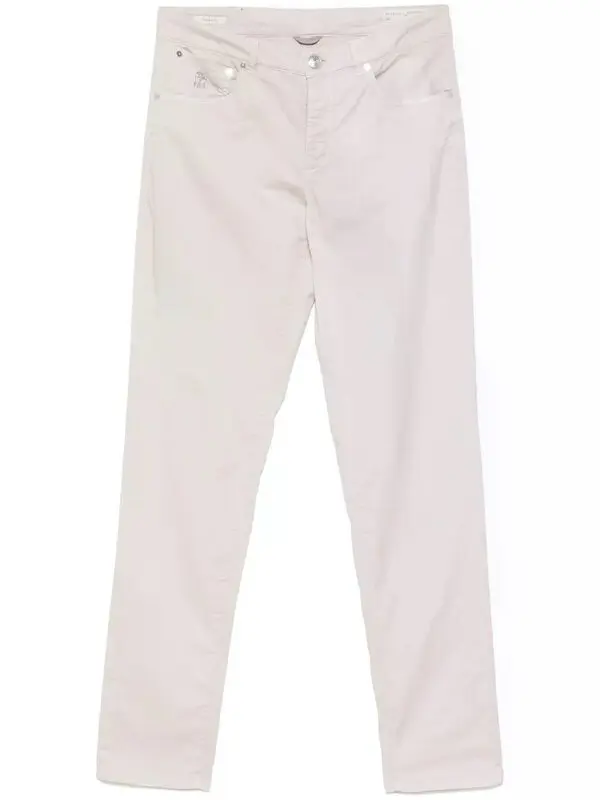 Brunello Cucinelli Logo-embroidered Trousers - Neutrals