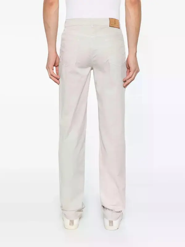 Brunello Cucinelli Logo-embroidered Trousers - Neutrals