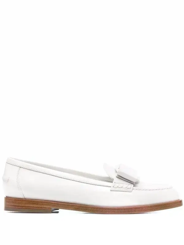 FERRAGAMO Viva Bow-embellished Loafers - White