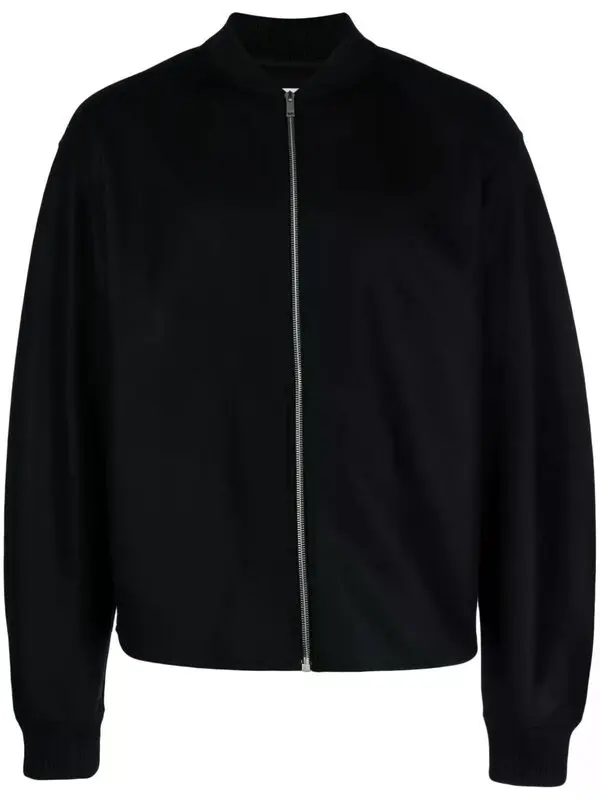 JIL SANDER Zip-up Wool Bomber Jacket - Blue