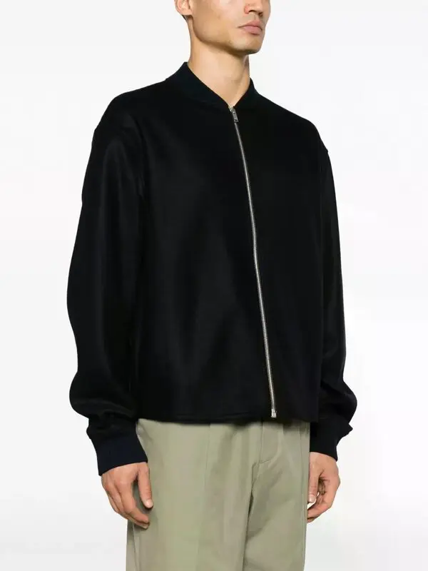 JIL SANDER Zip-up Wool Bomber Jacket - Blue