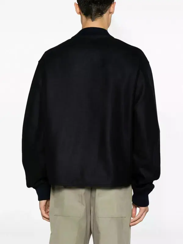 JIL SANDER Zip-up Wool Bomber Jacket - Blue