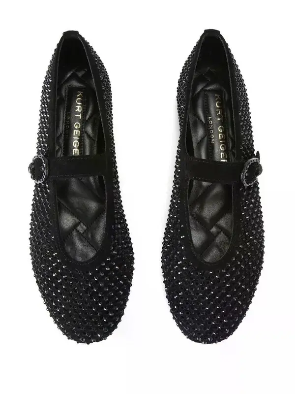 Kurt Geiger Mayfair Ballet Flats With Crystal Embellishments - Black
