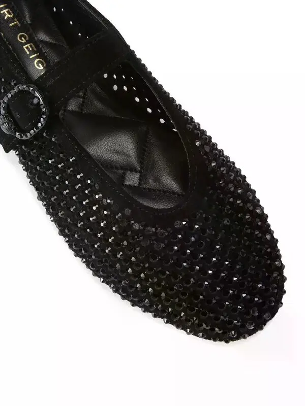 Kurt Geiger Mayfair Ballet Flats With Crystal Embellishments - Black