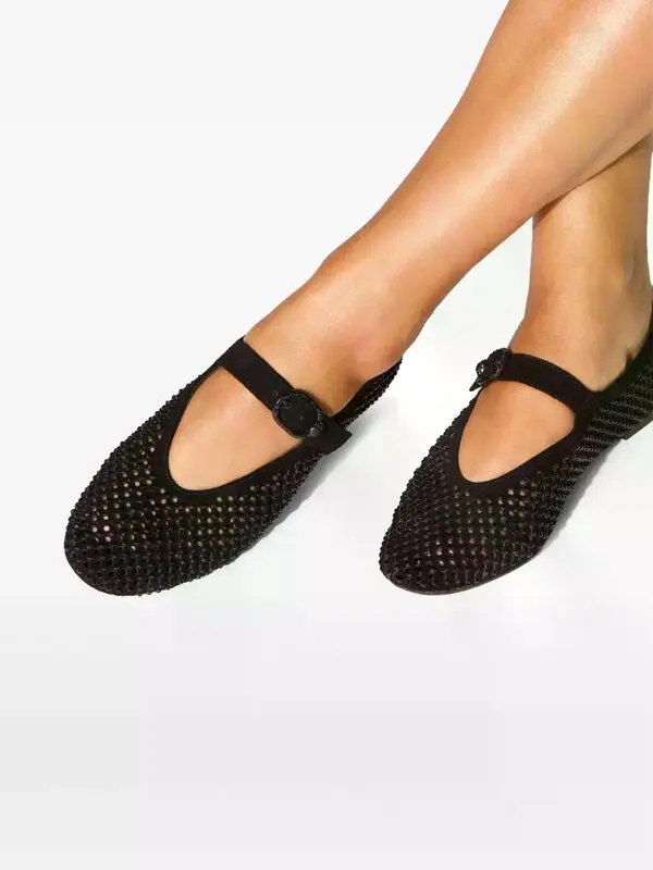 Kurt Geiger Mayfair Ballet Flats With Crystal Embellishments - Black