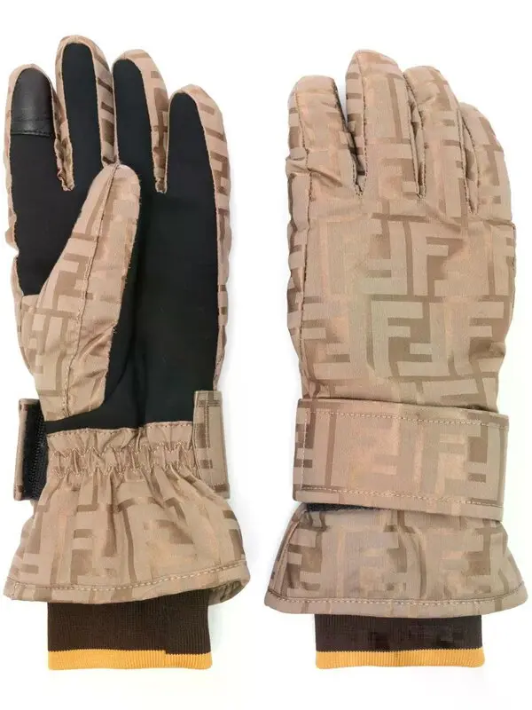 Fendi Ff-motif Ski Gloves - Neutrals