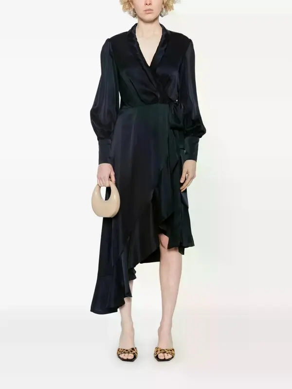 Zimmermann Silk Wrap Midi Dress - Blue