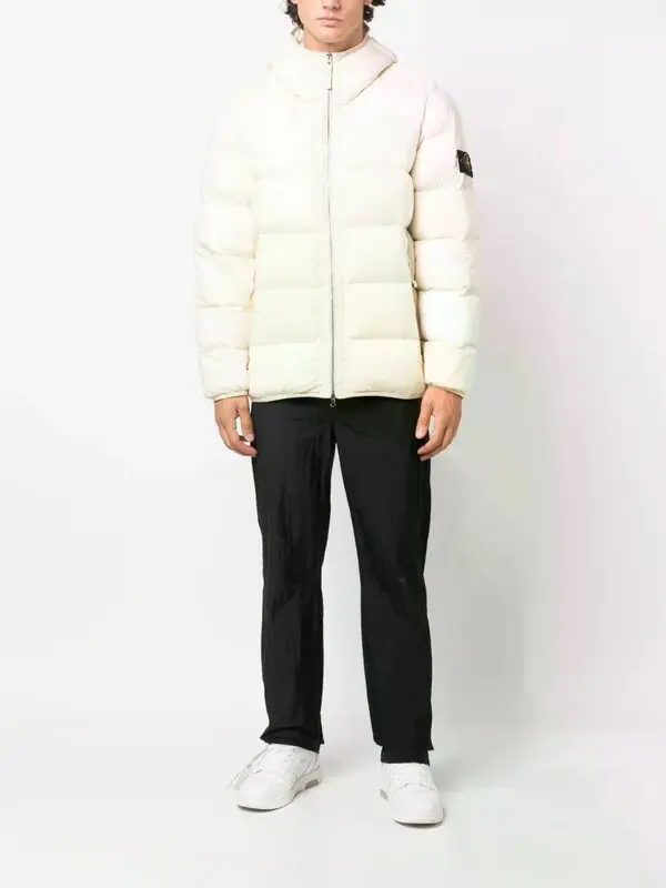 Stone Island Feather Down Hooded Coat - Neutrals