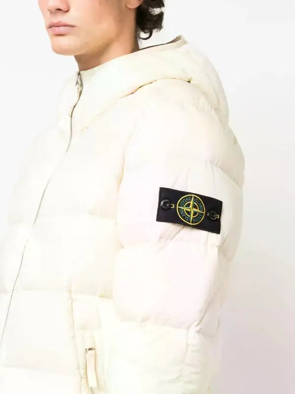 Stone Island Feather Down Hooded Coat - Neutrals