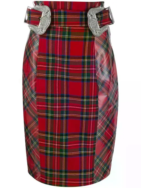 Philipp Plein Tartan Pencil Skirt