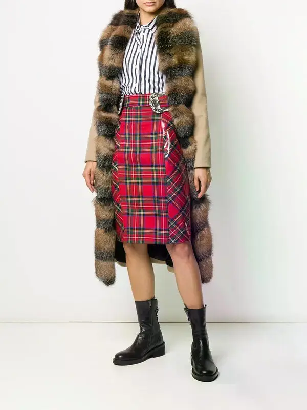 Philipp Plein Tartan Pencil Skirt