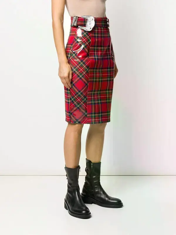 Philipp Plein Tartan Pencil Skirt