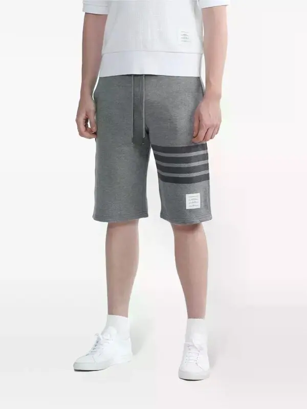 Thom Browne Cotton Striped Track Shorts - Grey