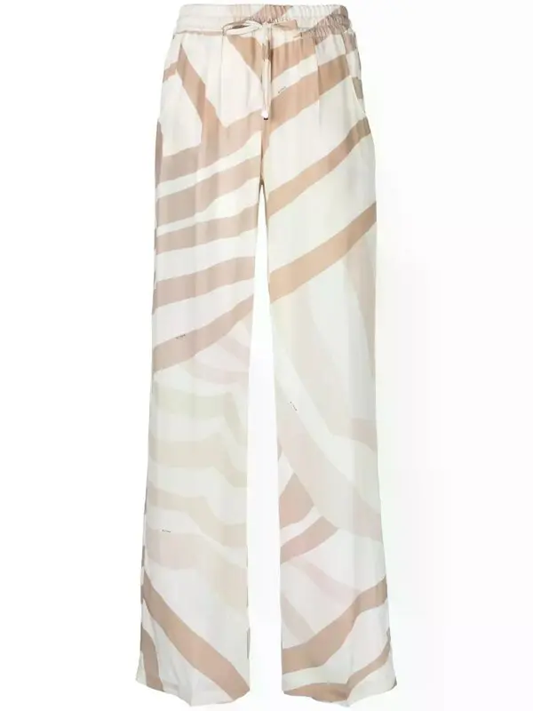 Kiton Abstract-print Drawstring Silk Trousers