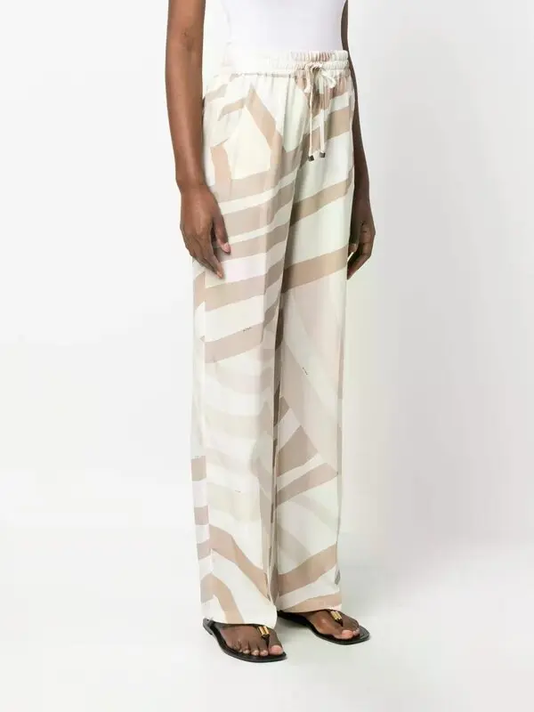 Kiton Abstract-print Drawstring Silk Trousers