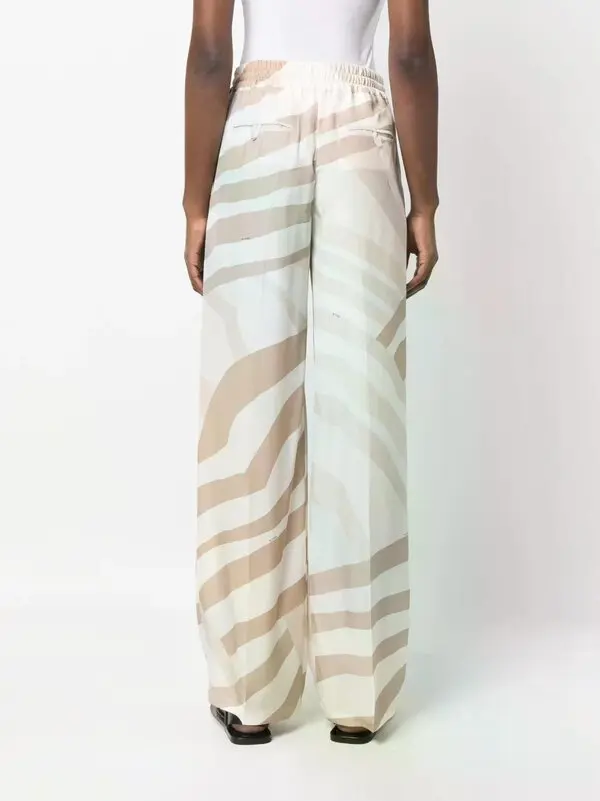Kiton Abstract-print Drawstring Silk Trousers