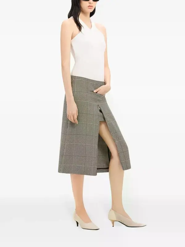 COURREGES Zip-detail Checked Midi Skirt