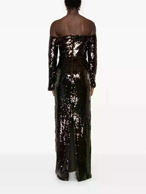 SELF-PORTRAIT Sequin Off-shoulder Maxi Dress