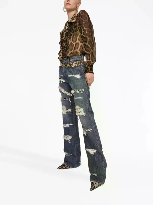 Dolce & Gabbana Distressed Straight-leg Jeans