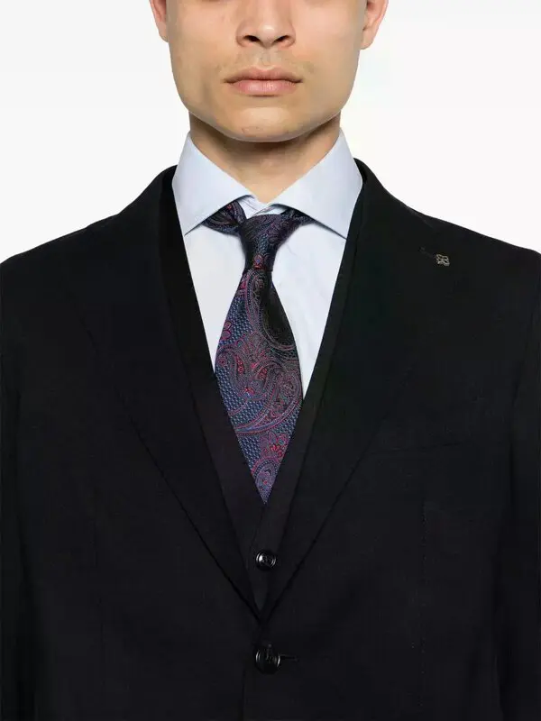Tagliatore Notched-lapels Single-breasted Blazer - Blue