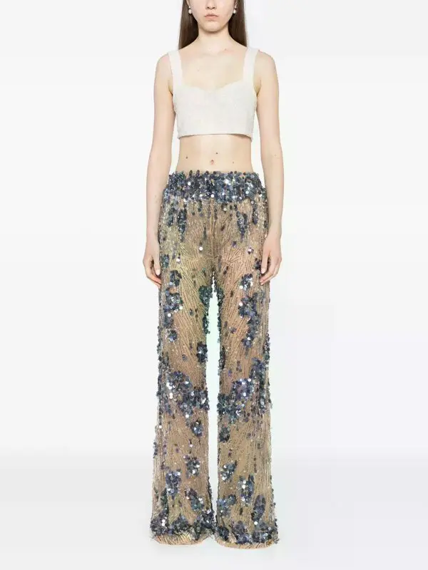 Alberta Ferretti Sequin-embellished Flared Trousers