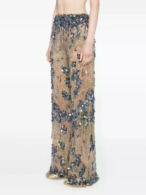 Alberta Ferretti Sequin-embellished Flared Trousers