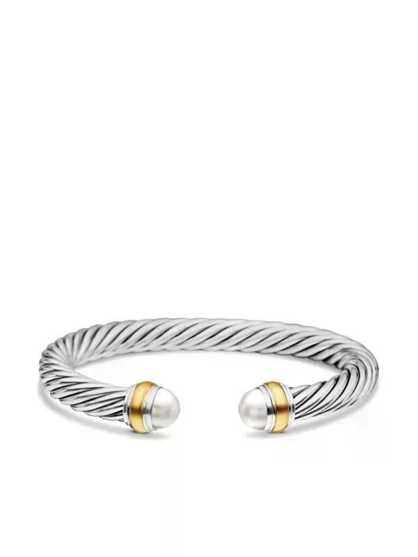 David Yurman 14kt Yellow Gold And Sterling Classic Cable Bracelet - Silver
