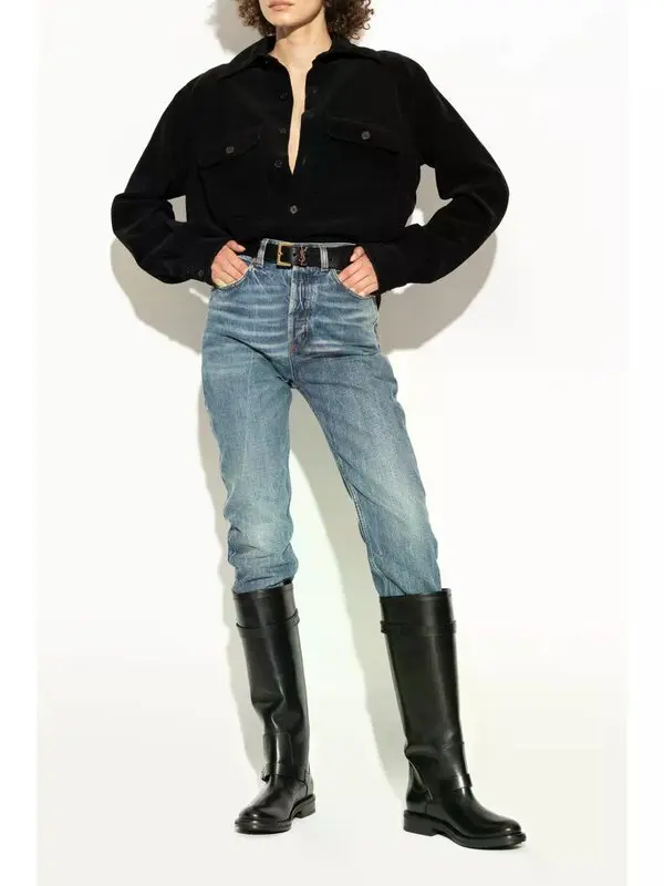Saint Laurent Almond-toe Leather Boots