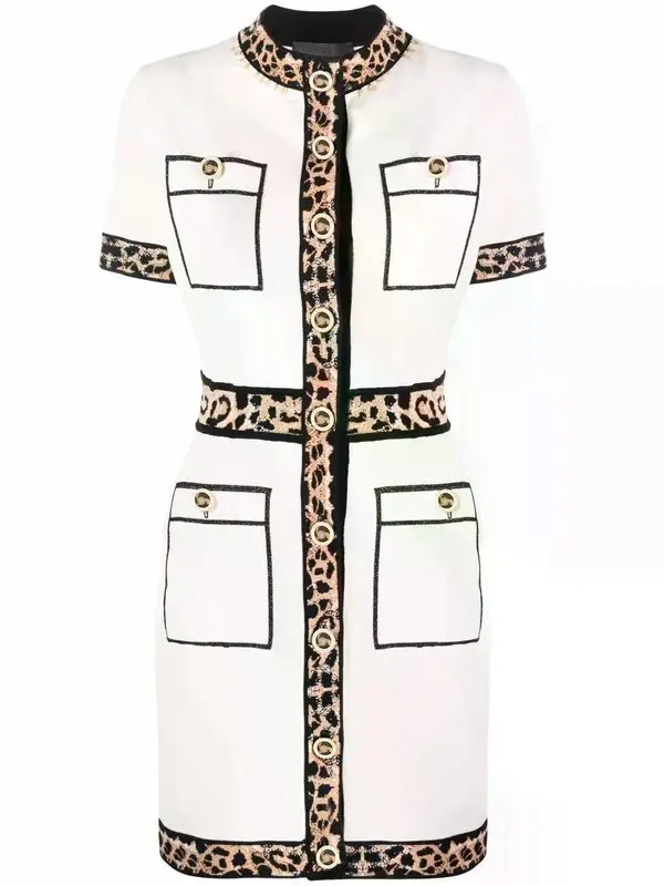 Philipp Plein Leopard Trim Dress - Neutrals