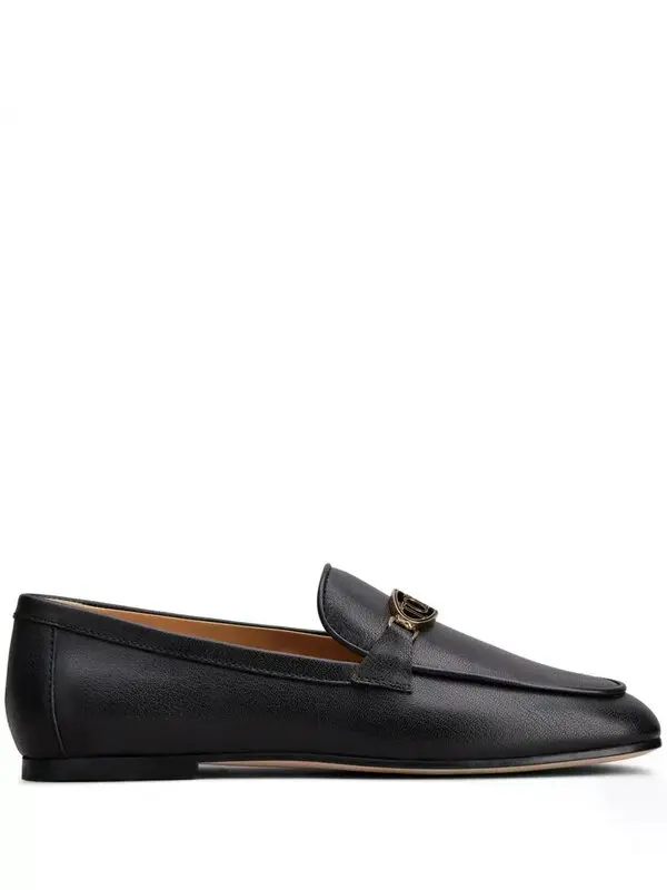 TOD'S Logo-plaque Leather Loafers - Black