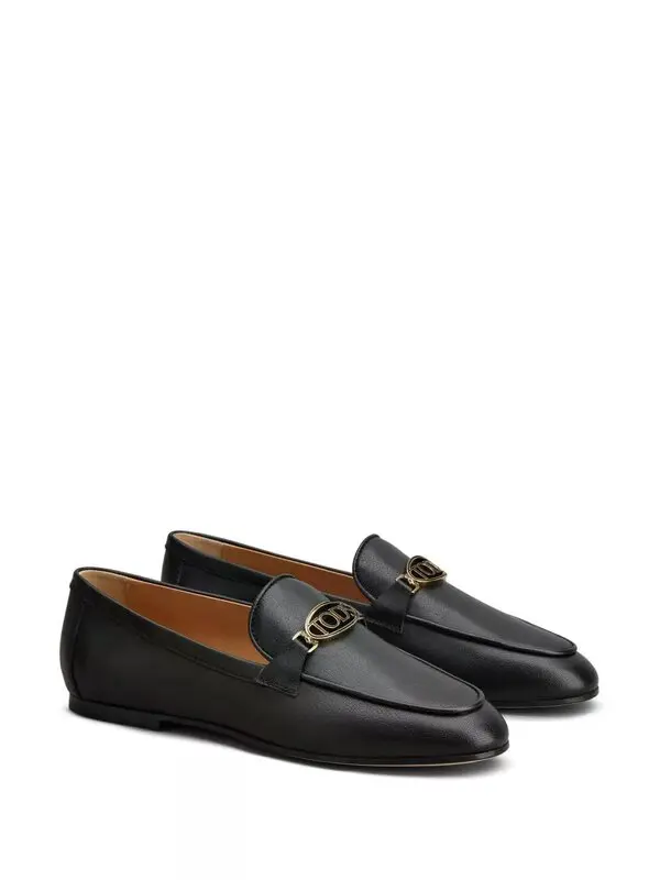 TOD'S Logo-plaque Leather Loafers - Black