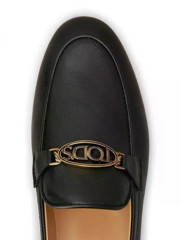 TOD'S Logo-plaque Leather Loafers - Black