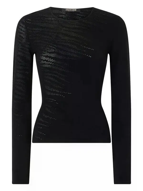 Roberto Cavalli Perforated Long-sleeve Top