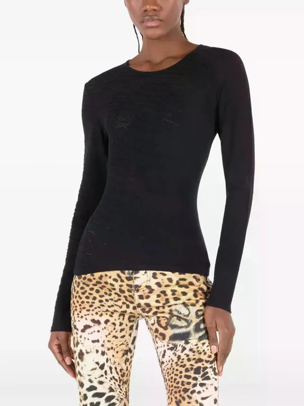 Roberto Cavalli Perforated Long-sleeve Top