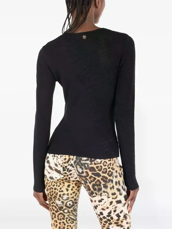 Roberto Cavalli Perforated Long-sleeve Top