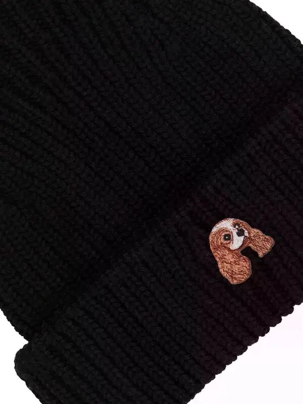 PELO FOUNDATION Dog Appliqué Beanie - Black