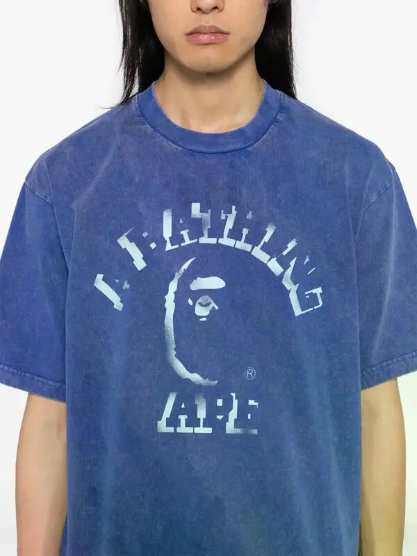 A BATHING APE Garment-dye Spray-print T-shirt - Blue