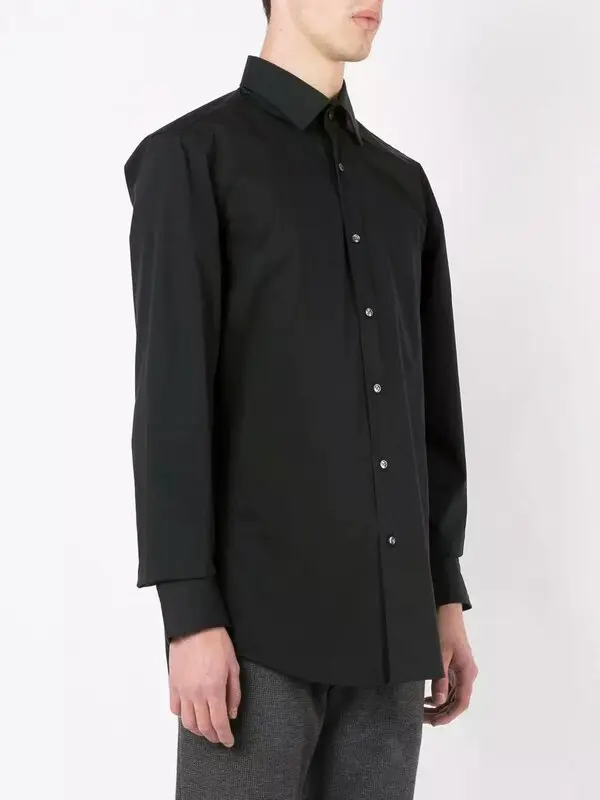 BOSS Curved-hem Button-down Shirt - Black