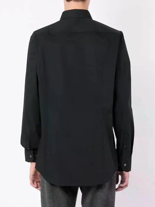 BOSS Curved-hem Button-down Shirt - Black