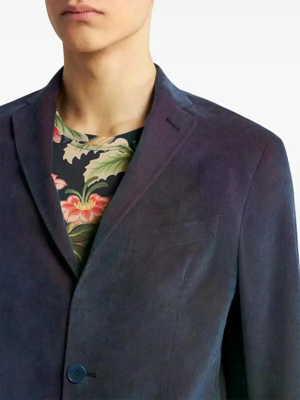 Etro Single-breasted Velvet Blazer - Blue