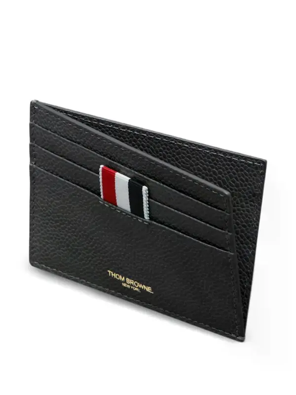 Thom Browne Rwb-stripe Pebbled Cardholder - Grey