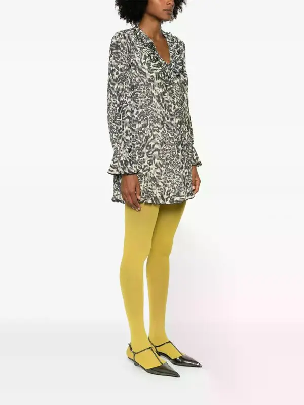 GANNI Printed Pleated Mini Dress