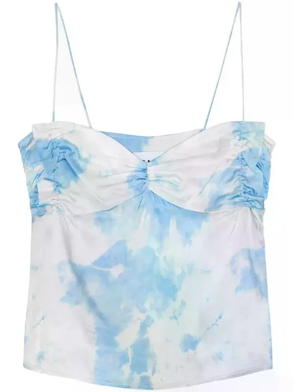 GANNI Tie-dye Satin Top