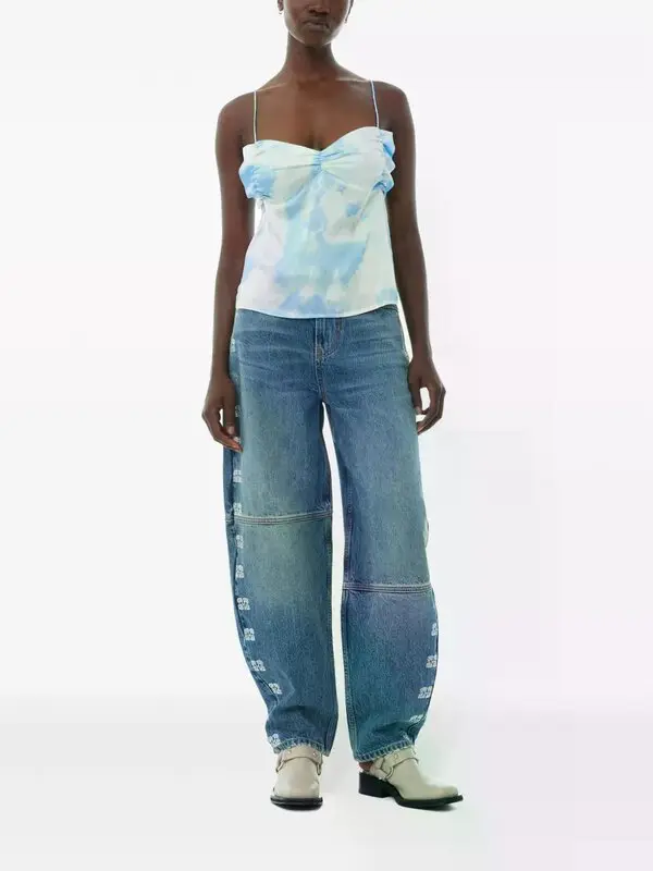 GANNI Tie-dye Satin Top
