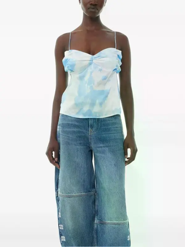 GANNI Tie-dye Satin Top