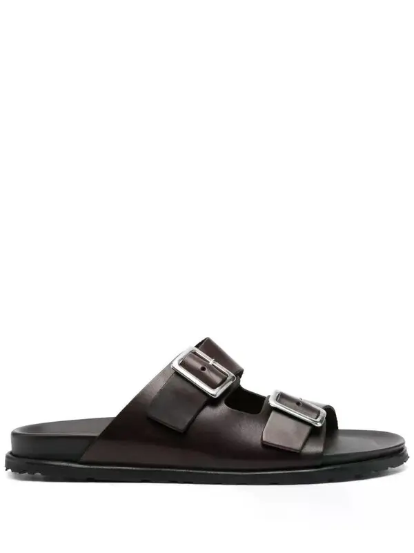 SCAROSSO Leather Buckle Sandals