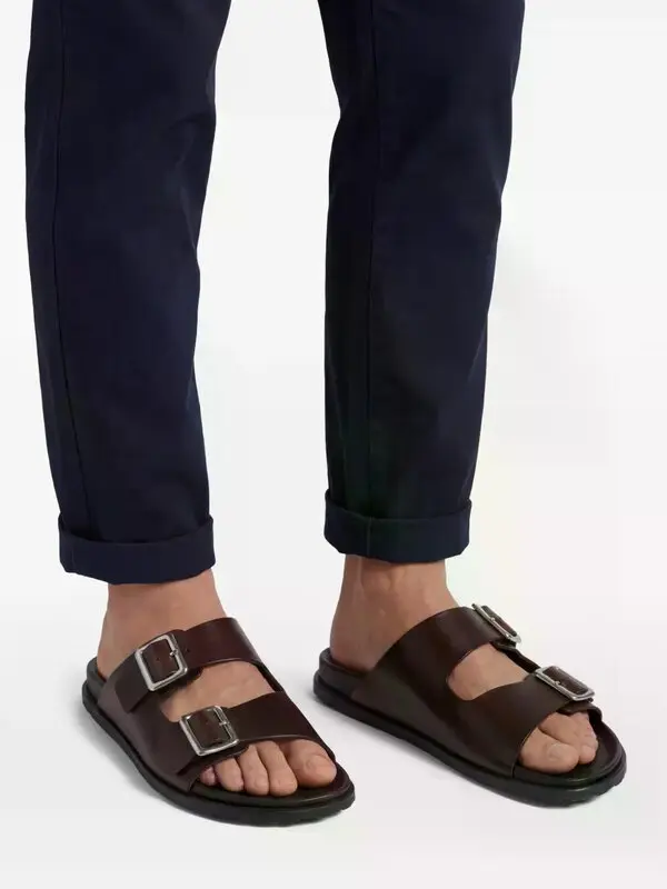 SCAROSSO Leather Buckle Sandals