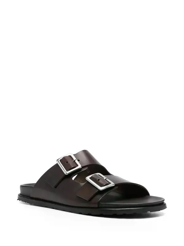 SCAROSSO Leather Buckle Sandals